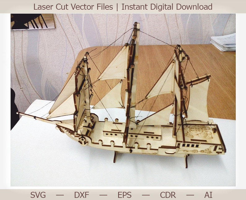 Ship. Vector model laser cut files laser cut laser cut | Etsy