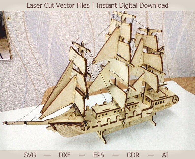 Ship. Vector model laser cut files laser cut laser cut | Etsy