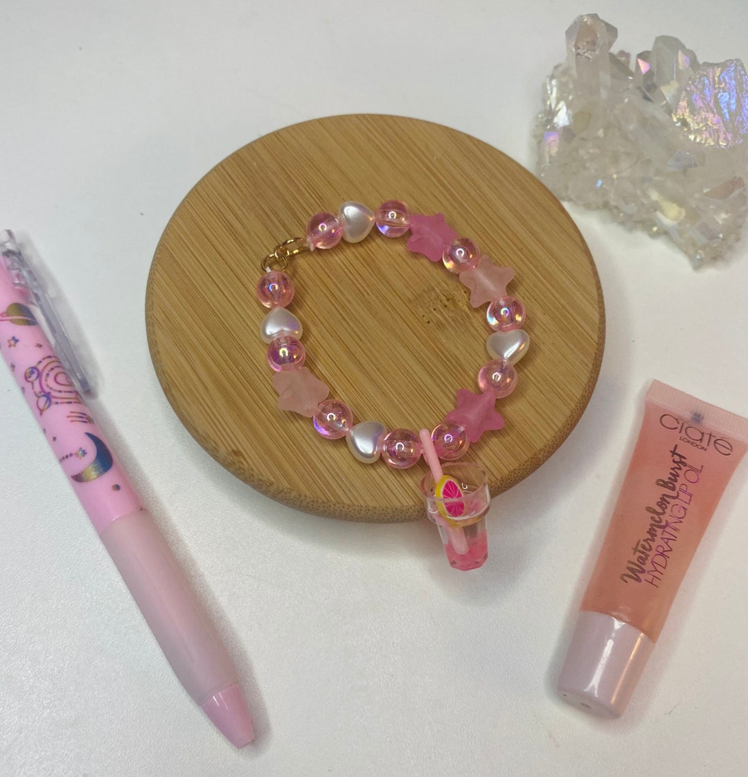 Kawaii Pink Grapefruit Boba Bracelet! - Etsy