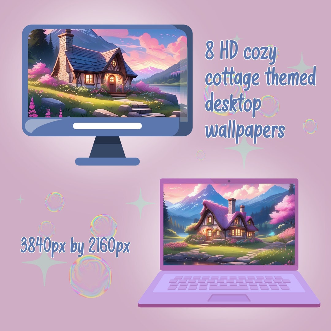 Cozy Cottage Kawaii Anime Desktop Wallpaper Backgrounds - Etsy