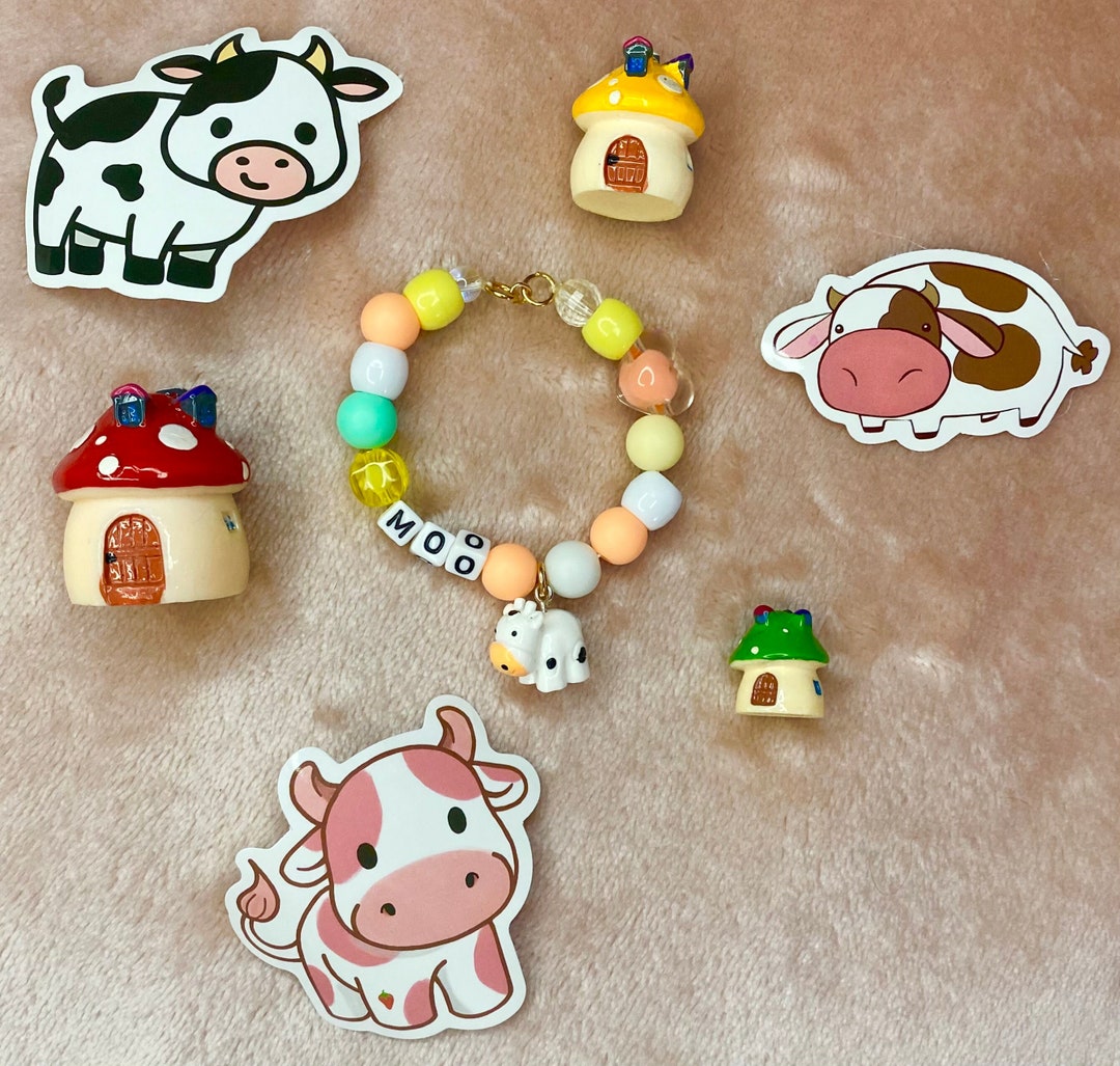 Kawaii Chunky Cow Bracelet! Moo Kandi Pastel Charm Bracelet - Etsy