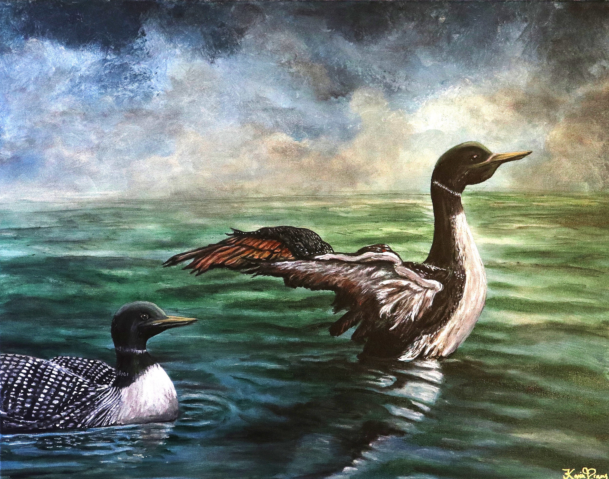 LOON painting with acrylic on canvas 18 x 24 Gallery | Etsy