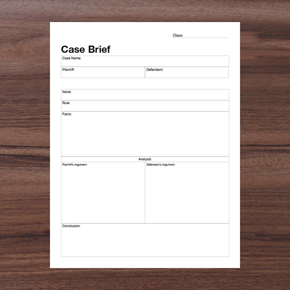 Printable Case Brief Template 1 Law Student, Instant Download, PDF ...