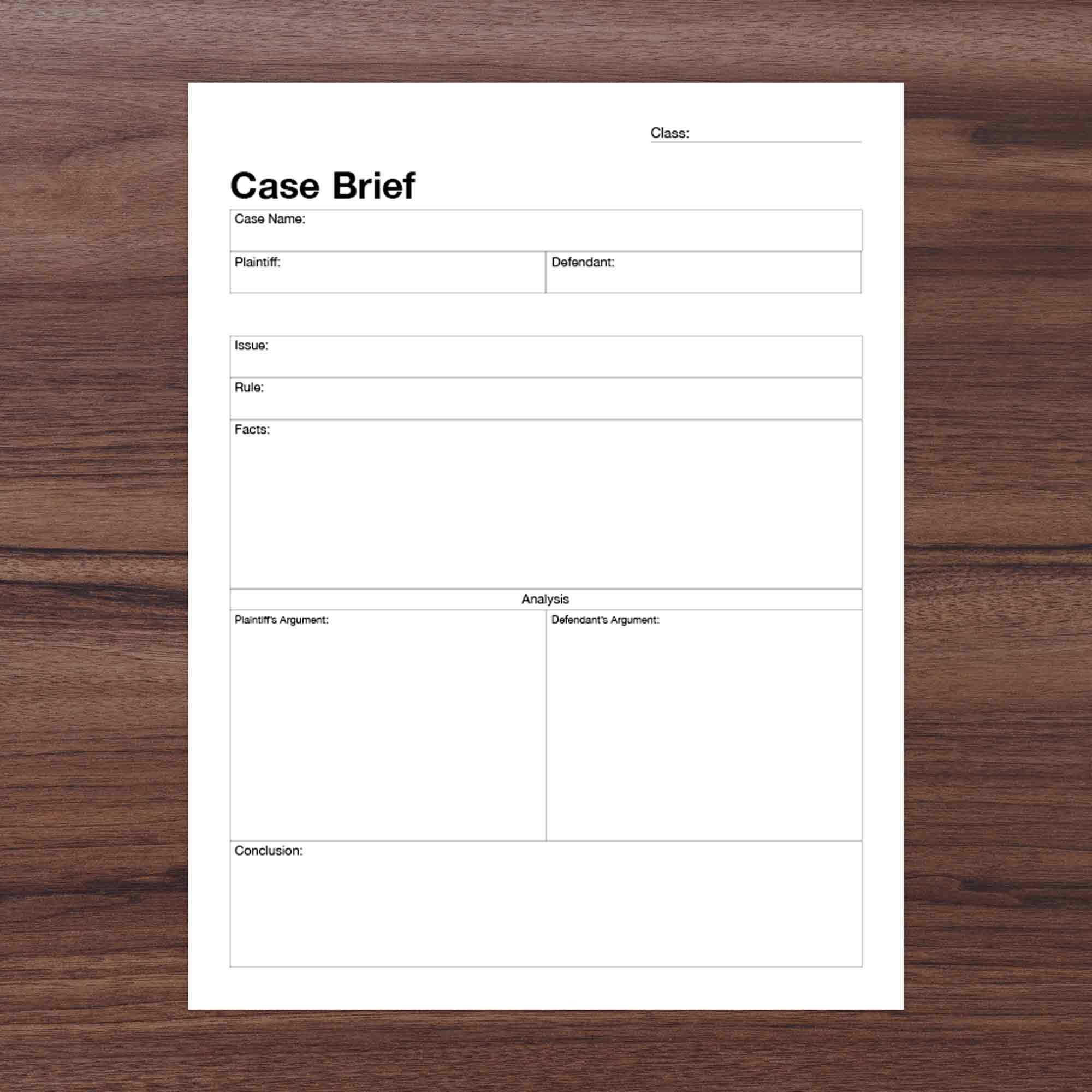 Printable Case Brief Template 1 Law Student, Instant Download, PDF ...
