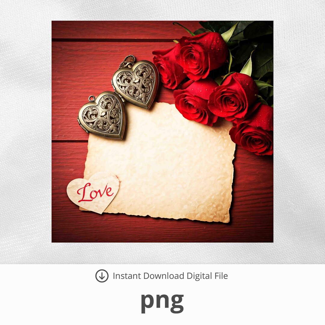 Vintage Valentine's Day Clipart: Heart Locket, Love Letter, Roses ...