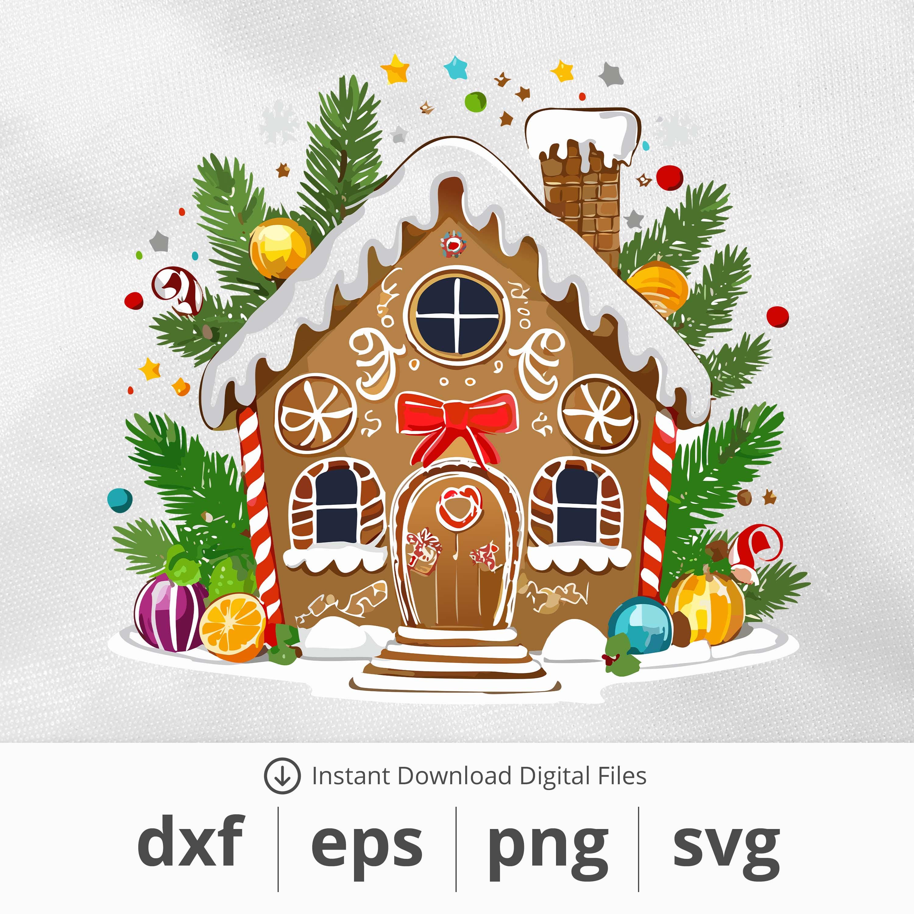Merry Christmas Gingerbread House Bow- Digital Download Dxf, Eps, Png ...