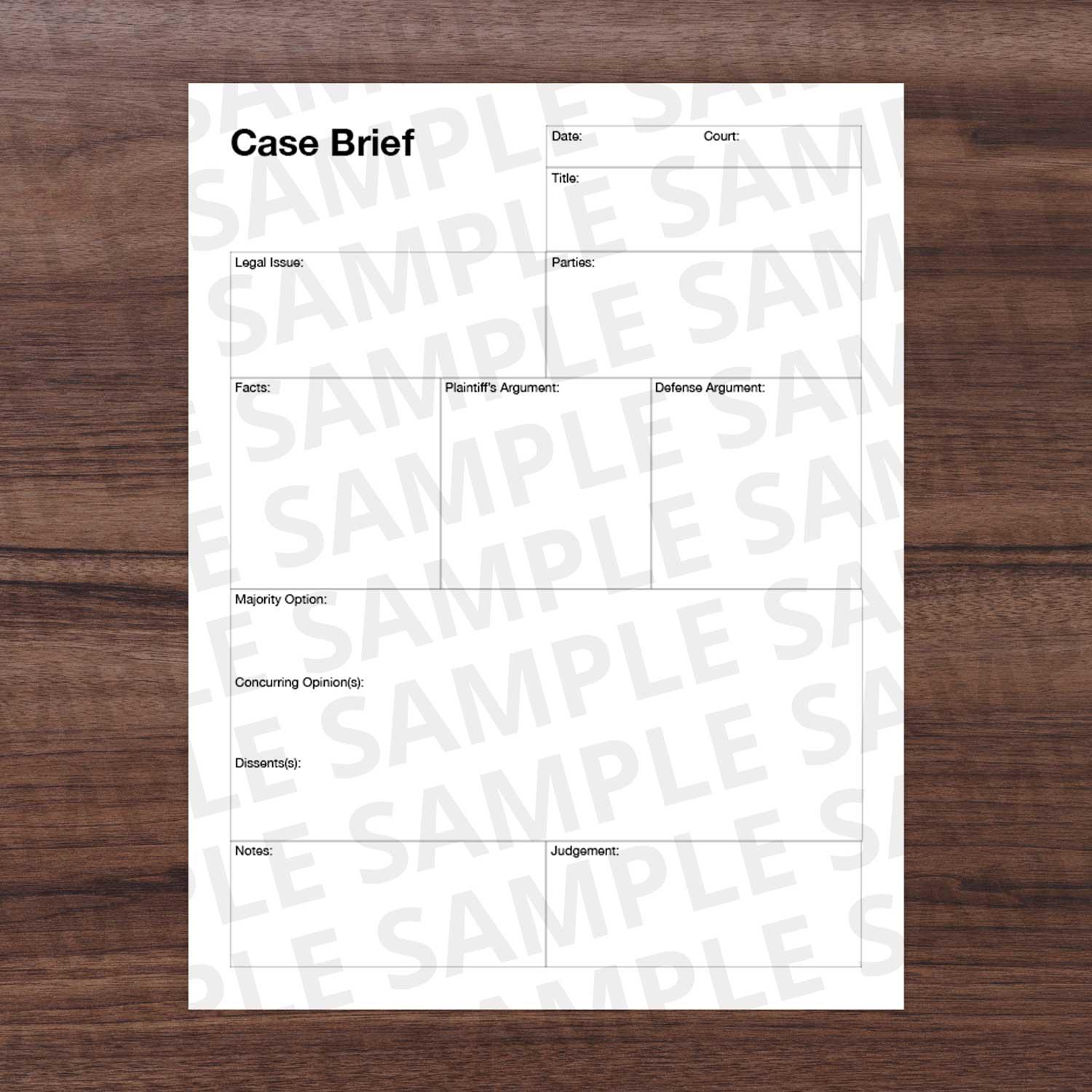 Printable Case Brief Template 2 - Law Student, Instant Download, PDF ...