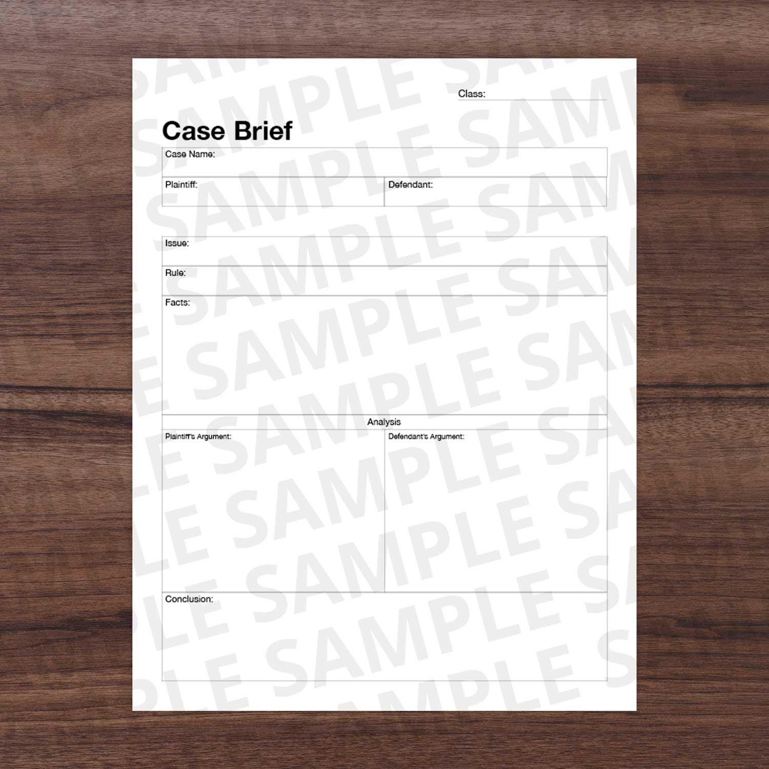 Printable Case Brief Template 1 - Law Student, Instant Download, PDF ...