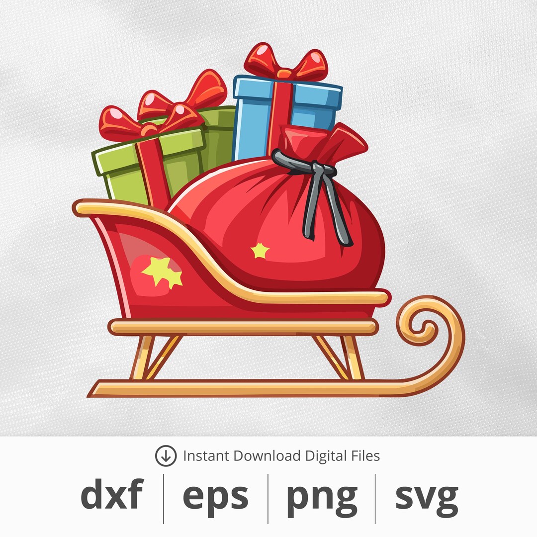 Merry Christmas Sled - Digital Download Dxf, Eps, Png, Svg Files ...