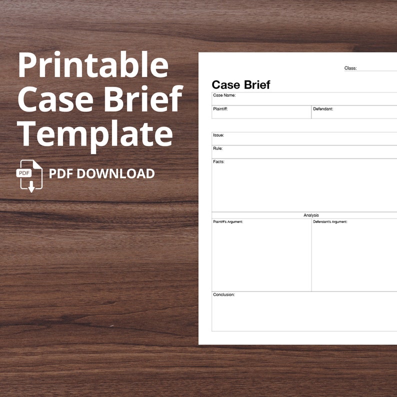 Printable Case Brief Template 1 - Law Student, Instant Download, PDF ...