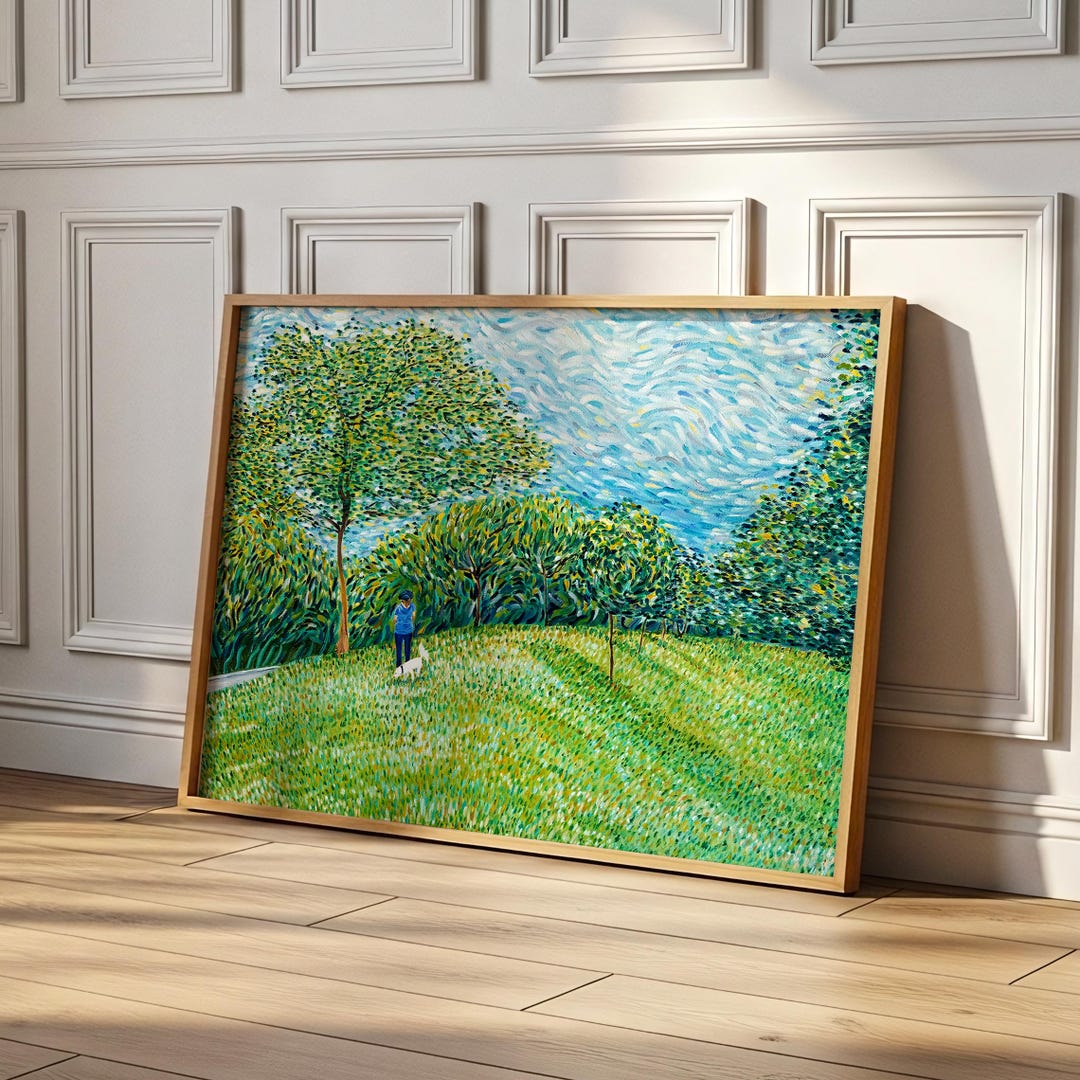 Woman Walking Dog in Griffith Park Art Print - Expressionist Nature ...