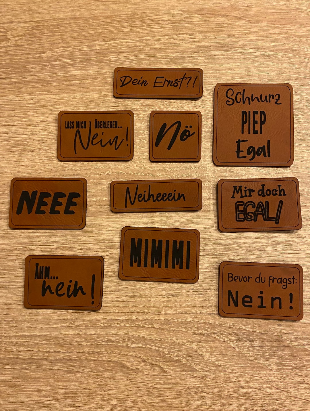 Kunstleder Labels/Patches „NEIN“ zum Aufnähen in braun oder grau - Etsy.de