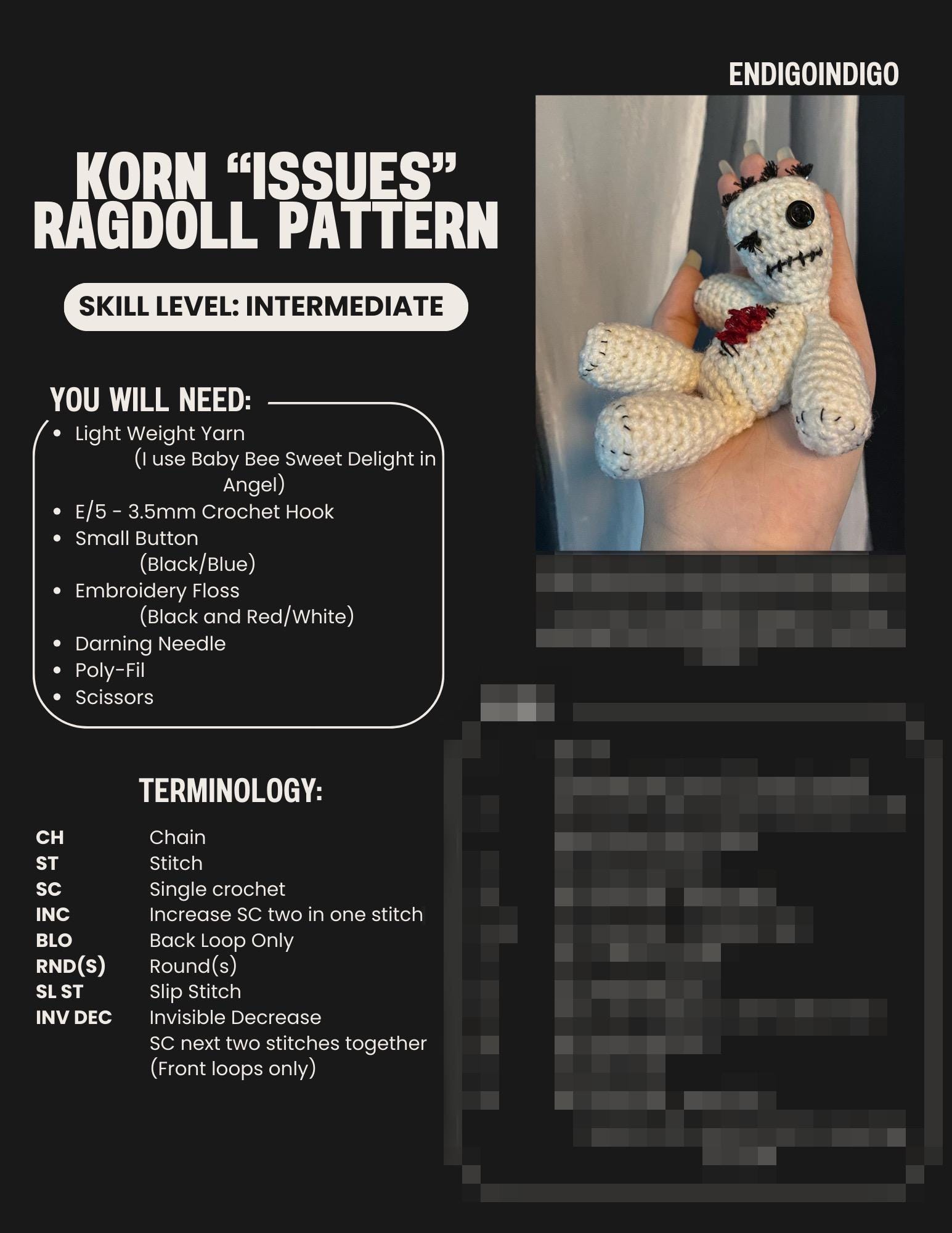 Korn Ragdoll Pattern - Etsy
