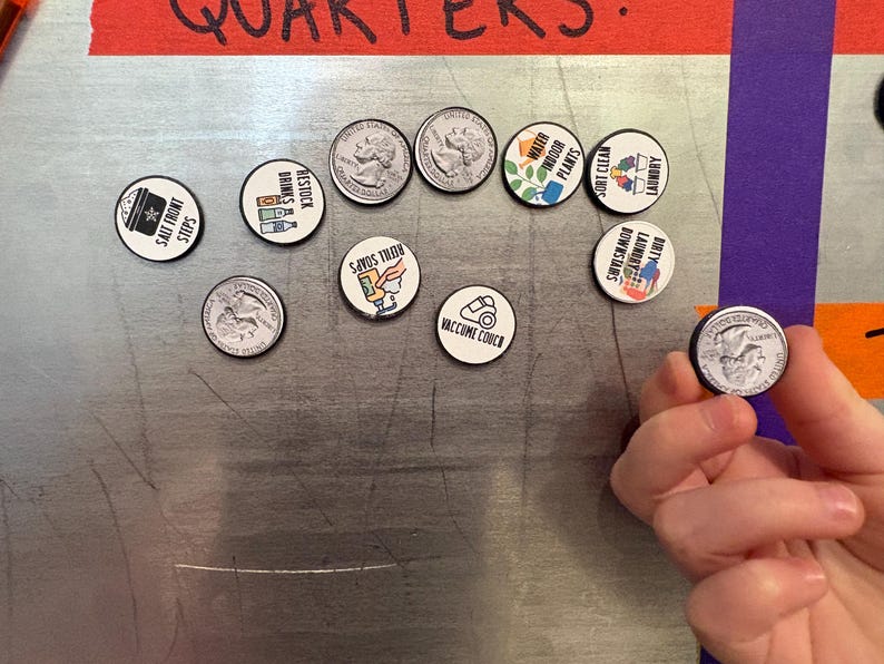 Quarters Sheet for Kids Chores Checklist for Magnet Backs (digital ...