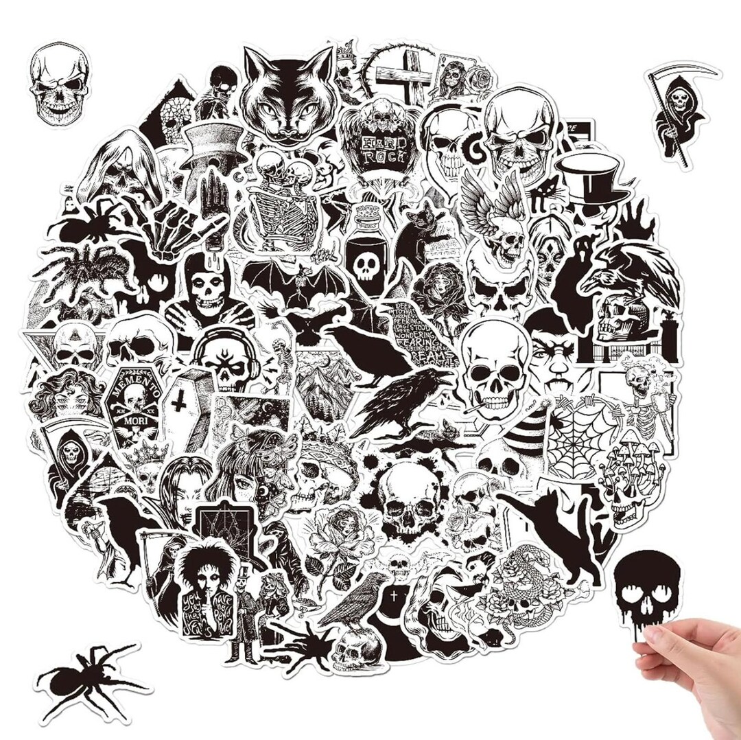 100 Pieces Gothic Stickers Ghost Stickers Skull Stickers Black and ...