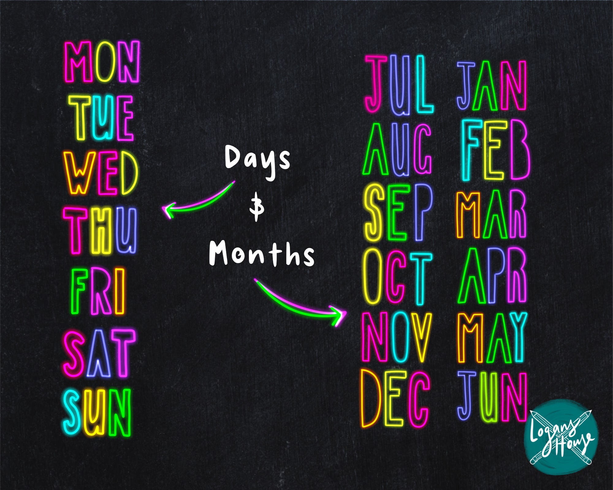 Neon Rainbow Planner Sticker Set | Hand Drawn Printable Stickers | for ...