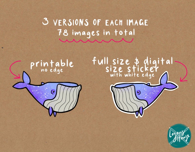 Ocean Digital Sticker Set | Hand Drawn Printable Stickers | for Digital ...