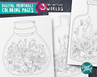Terrarium Worlds Digital Colouring Pages | Downloadable Files | 3 Sheet ...