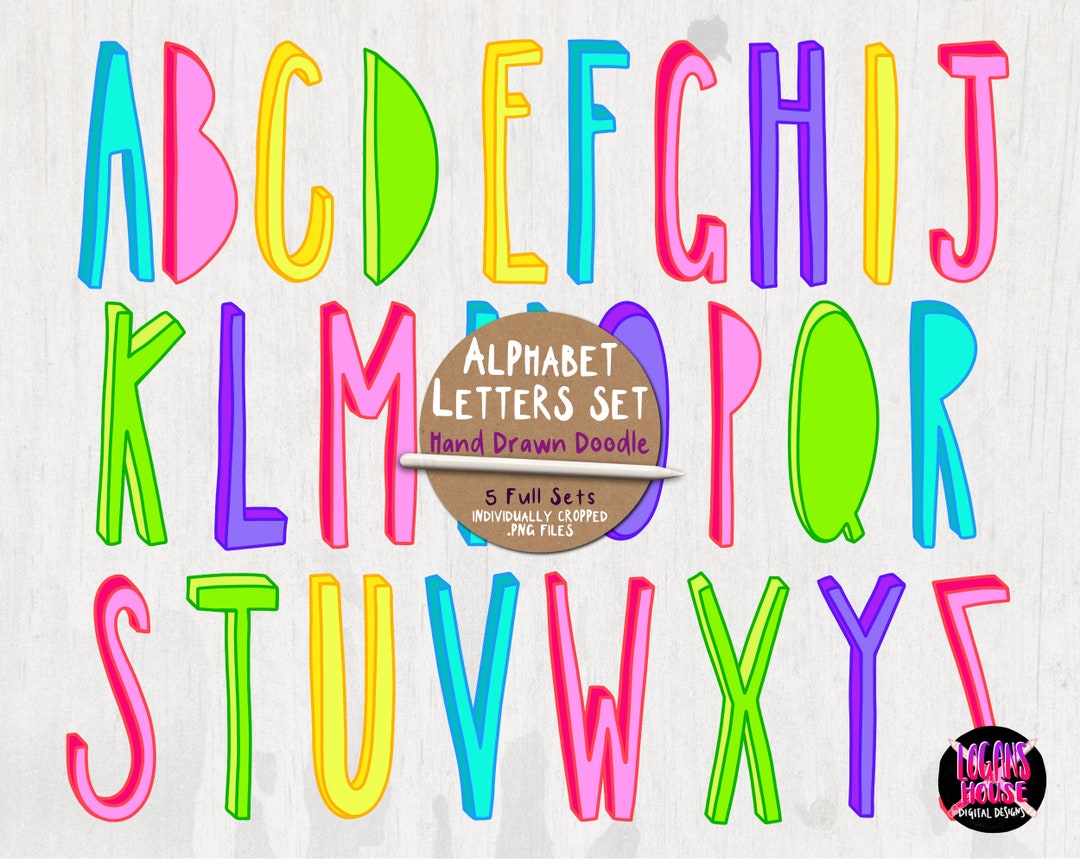 Rainbow Letter Alphabet PNG Set | Digital Printable | Letters Numbers ...