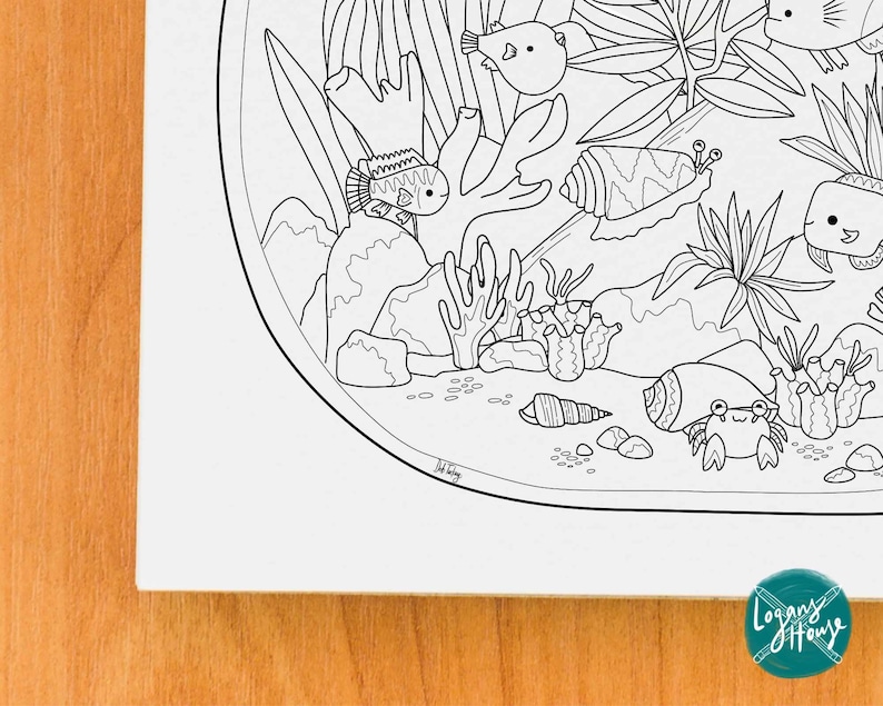 Under Water Terrarium Worlds Digital Colouring Pages - Etsy