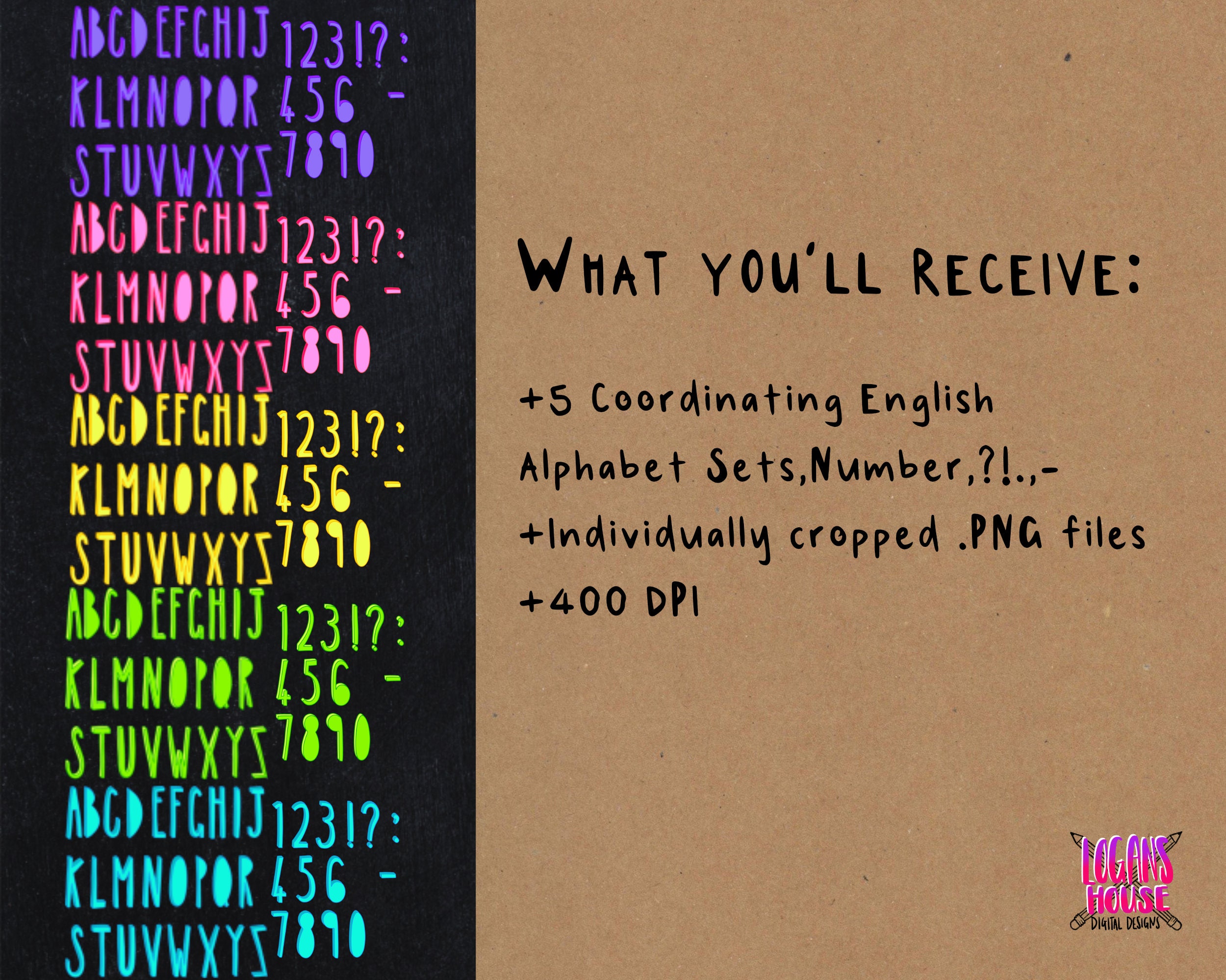 Rainbow Letter Alphabet PNG Set | Digital Printable | Letters Numbers ...