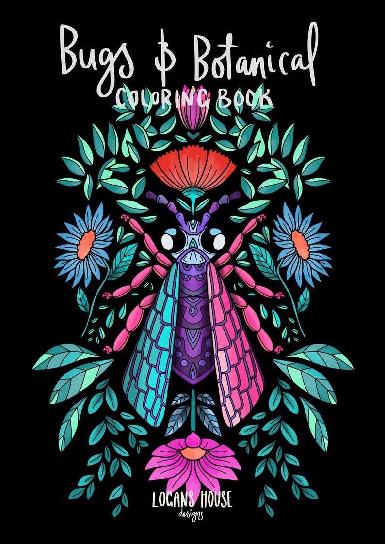 Bugs & Botanicals Digital Coloring Pages: Hand-drawn 8 Page Book (jpg ...
