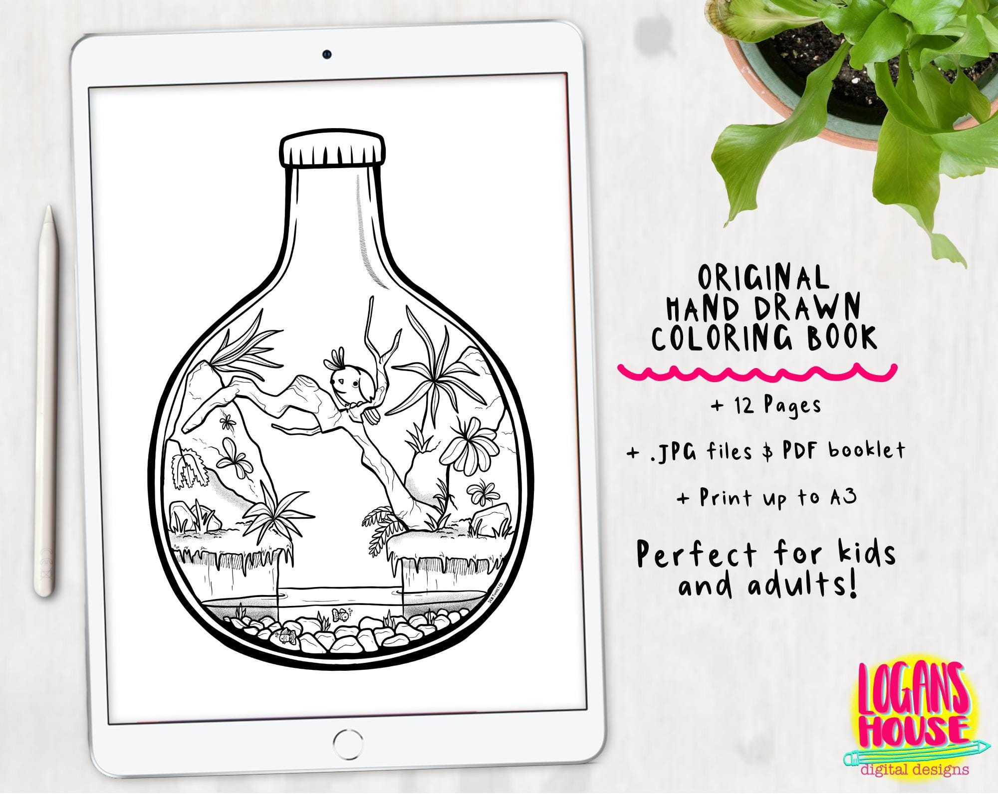 Terrarium Worlds Digital Colouring Pages | Downloadable Files | 12 ...