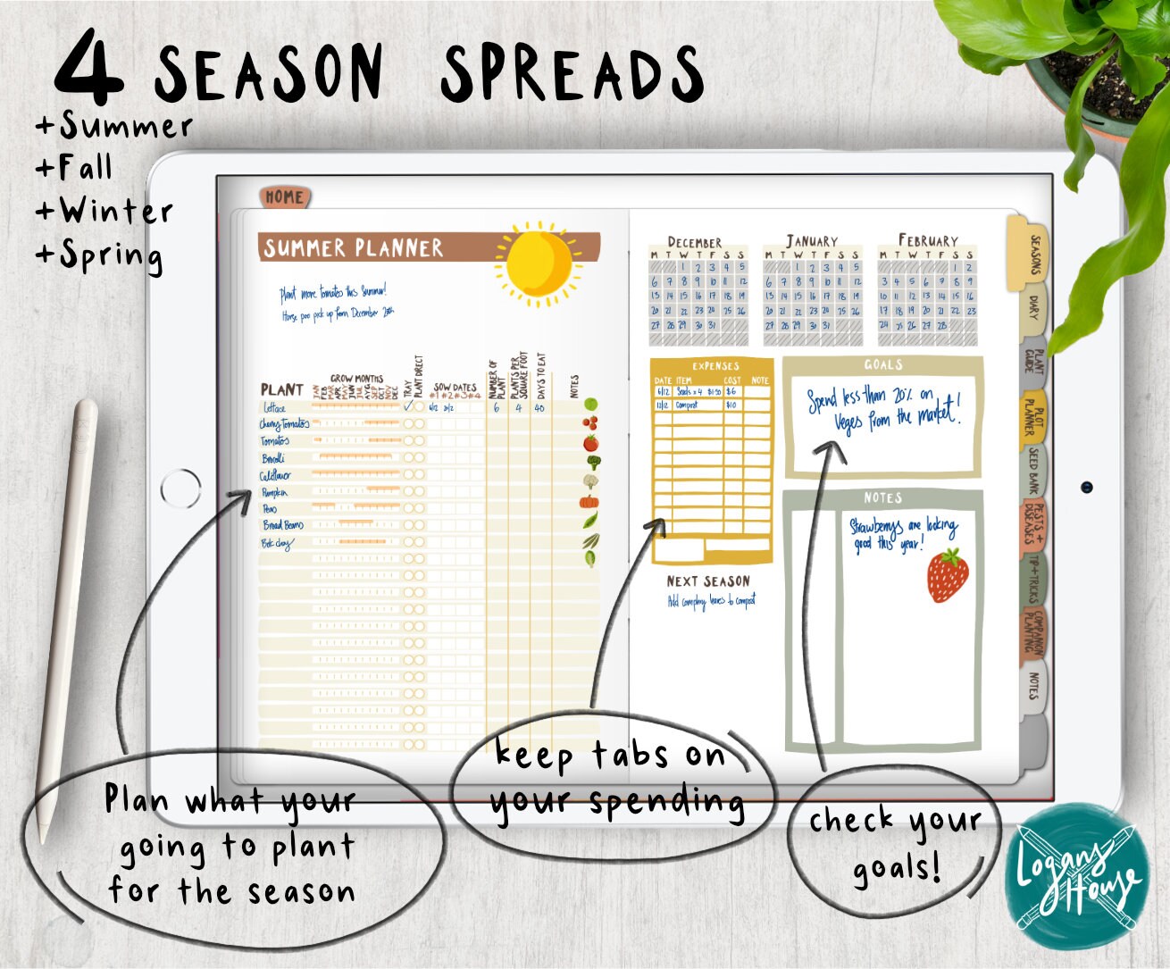 Digital Planner Vegetable Garden Journal 10 Tab Notebook Element ...