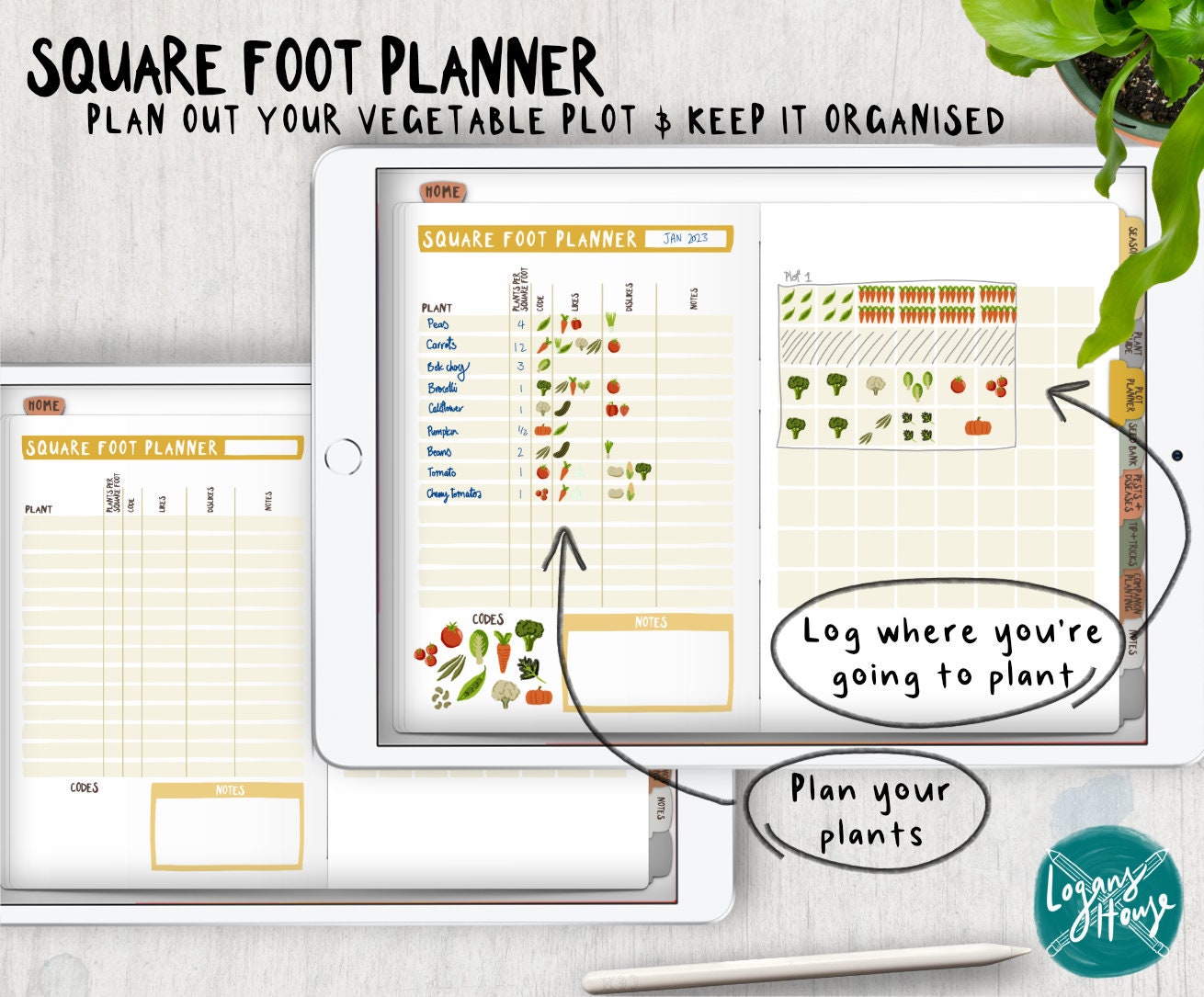 Digital Planner Vegetable Garden Journal | 10 Tab Notebook | Element ...