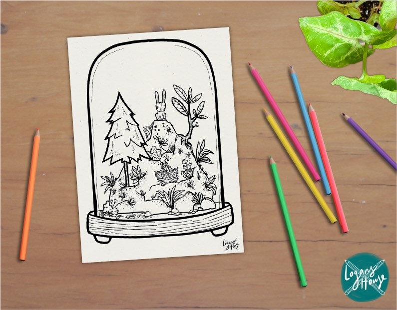 Terrarium Worlds Digital Colouring Pages | Downloadable Files | 3 Sheet ...