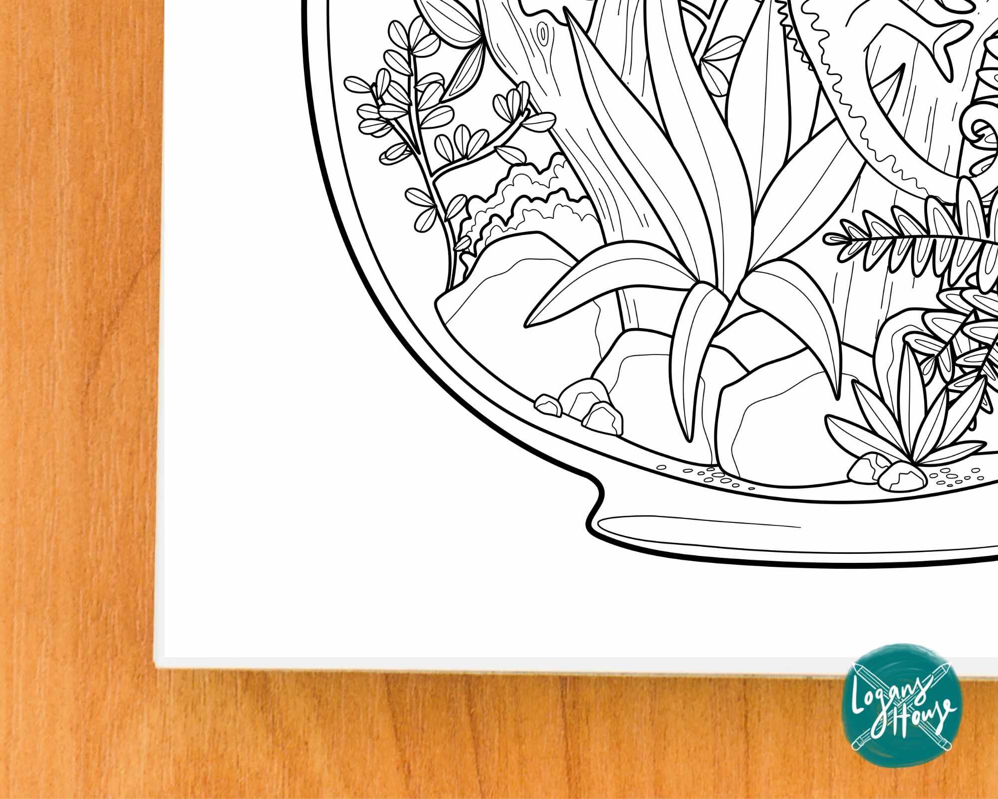 Reptile Terrarium Worlds Digital Colouring Pages | Snake Chameleon ...