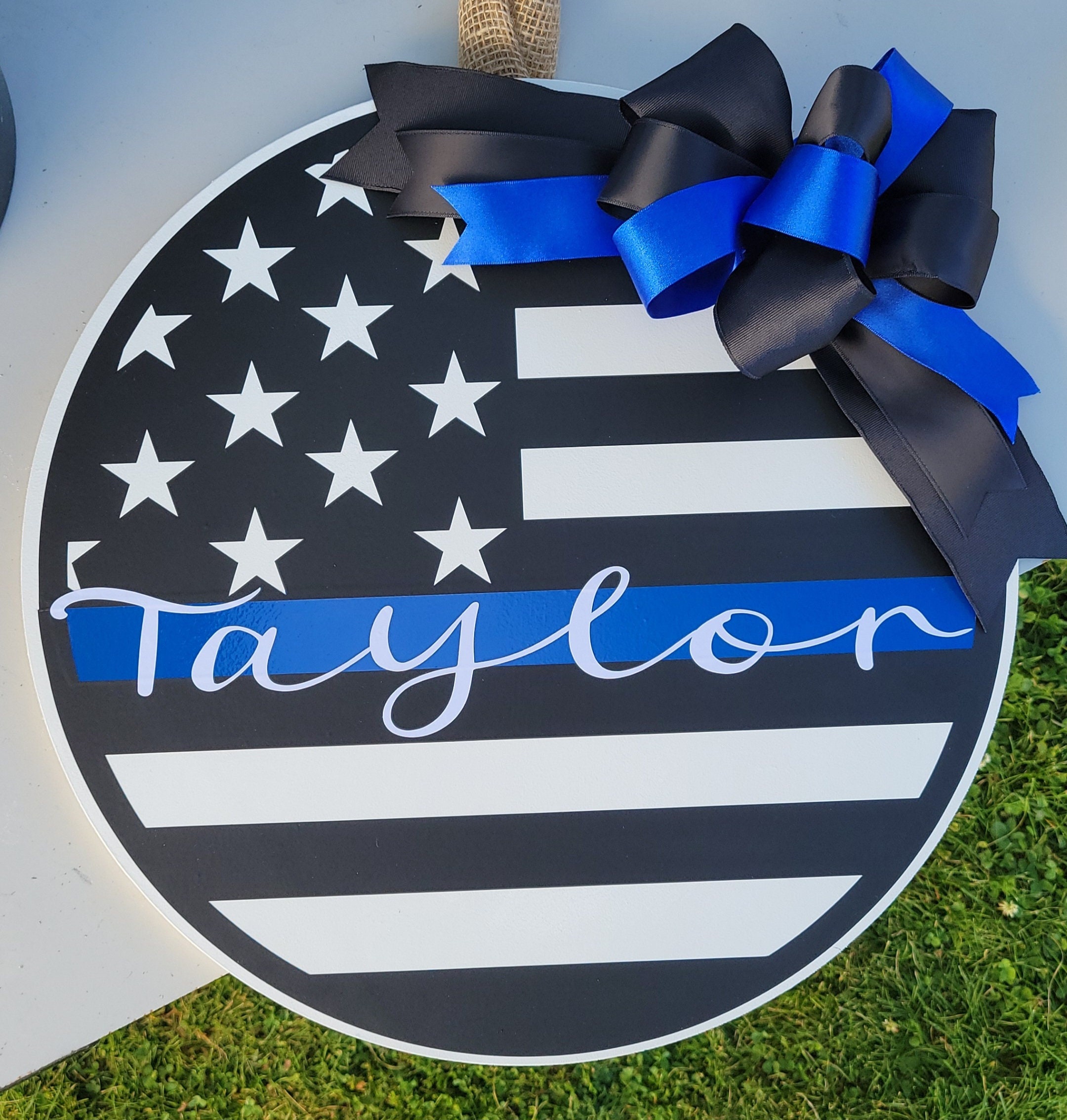 Thin Blue Line Door Hanger Police Flag Door Hanger Custom - Etsy