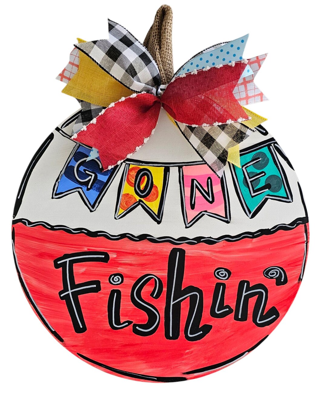Gone Fishing Door Hanger: Hand-painted Wood Welcome Sign - Etsy