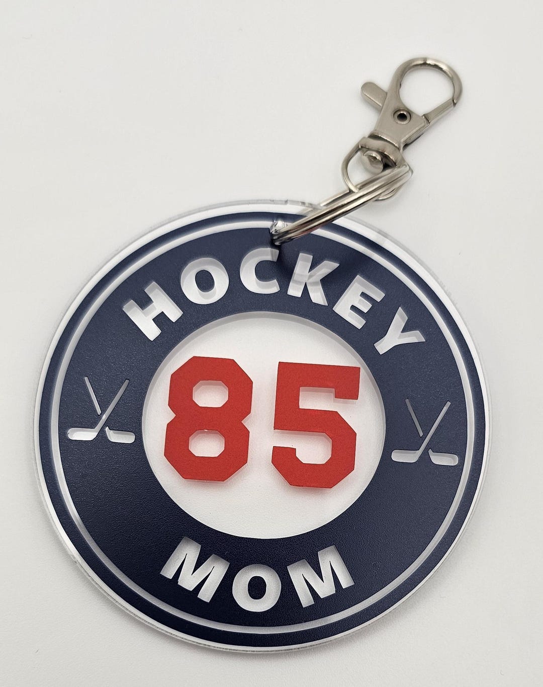 Personalized Hockey Mom Keychain: Player Number Acrylic Tag - Etsy