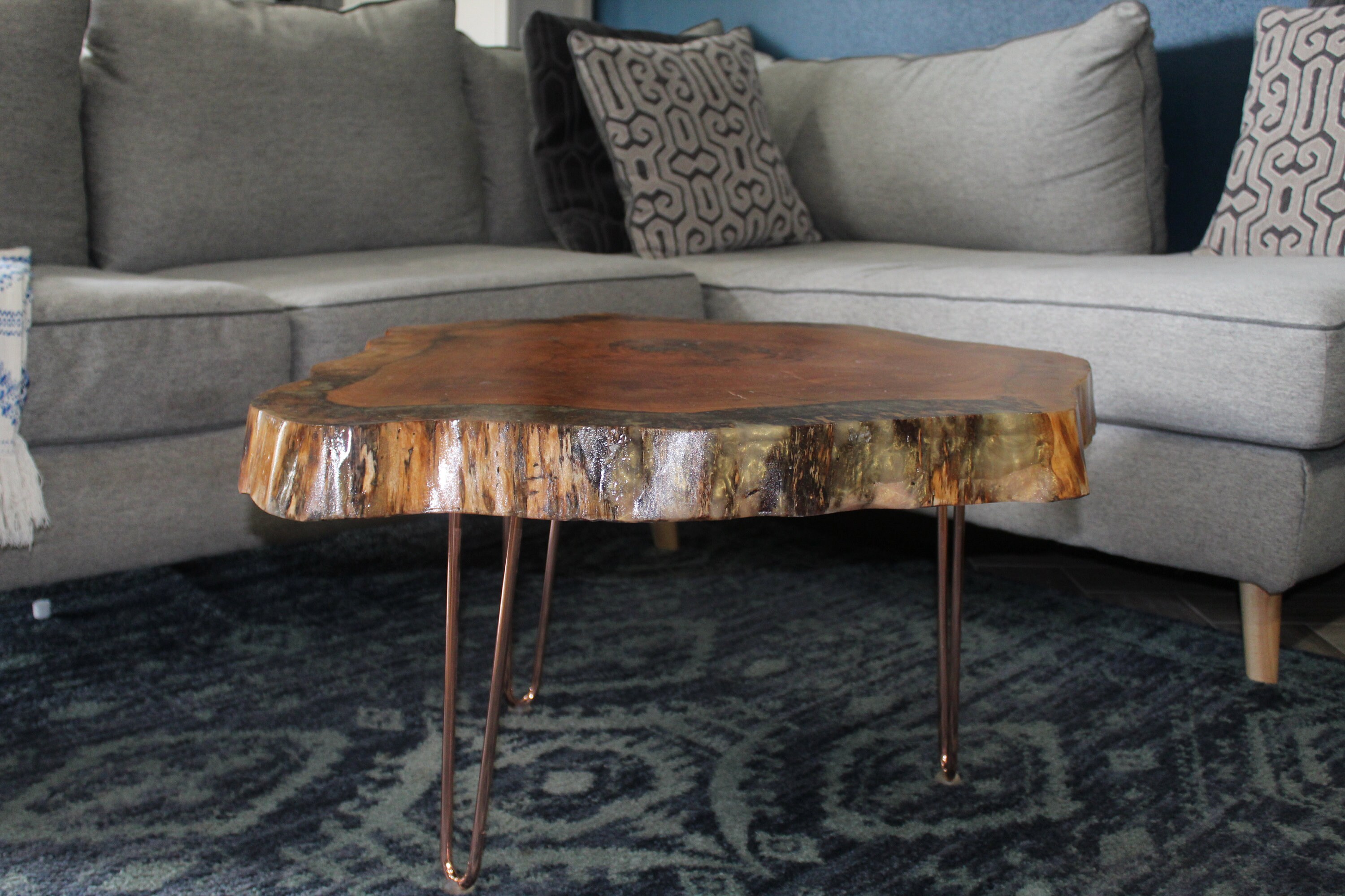 Live Edge Cypress Coffee Table With Peach Gold Epoxy! - Etsy