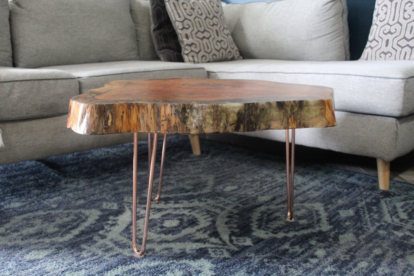 Live Edge Cypress Coffee Table With Peach Gold Epoxy! - Etsy