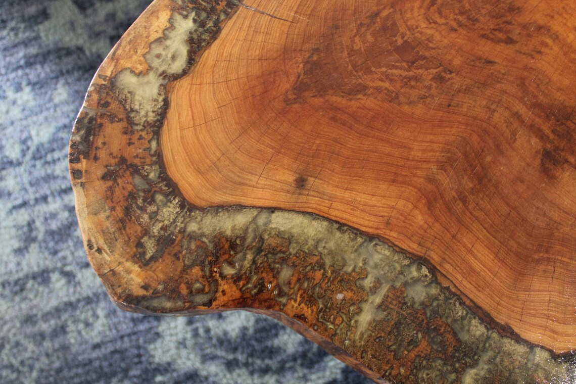 Live Edge Cypress Coffee Table With Peach Gold Epoxy! - Etsy
