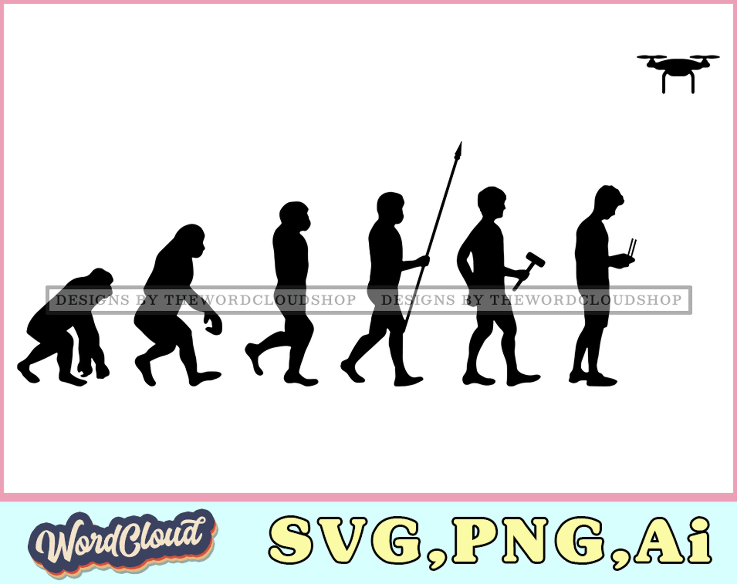 Drone Svg Shirt Drone Pilot Gift Human Evolution Svg Drone - Etsy