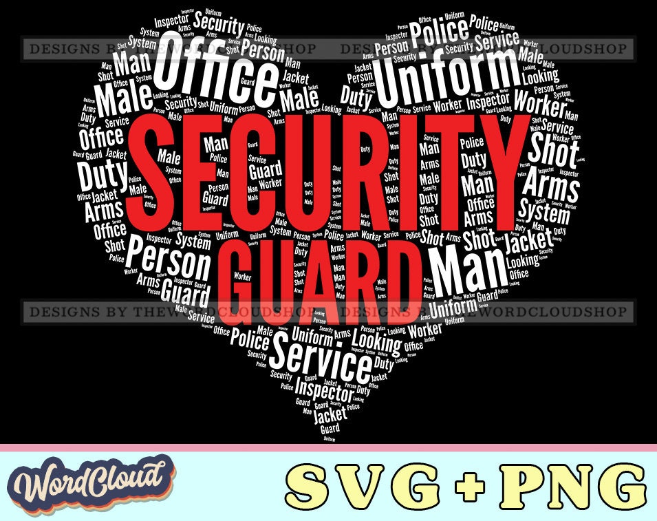 Word Cloud Heart Security Guard Security Inspector Security - Etsy