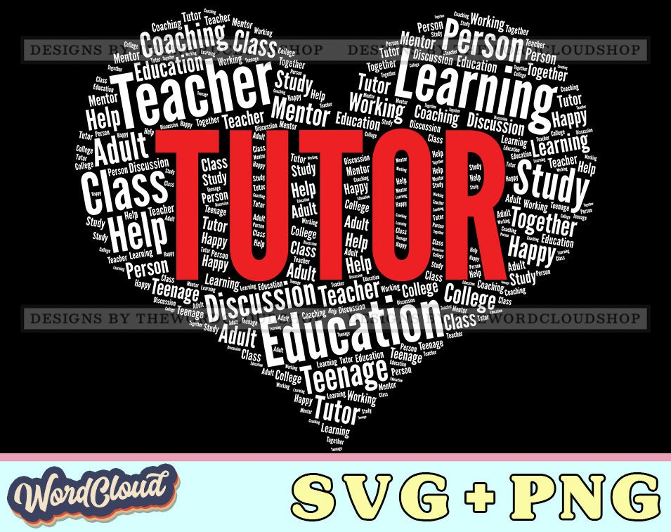 Word Cloud Heart Tutor Teacher Gift Homeschool Tutoring | Etsy