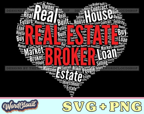 Word Cloud Heart Real Estate Broker Real Estate Agent Gift | Etsy
