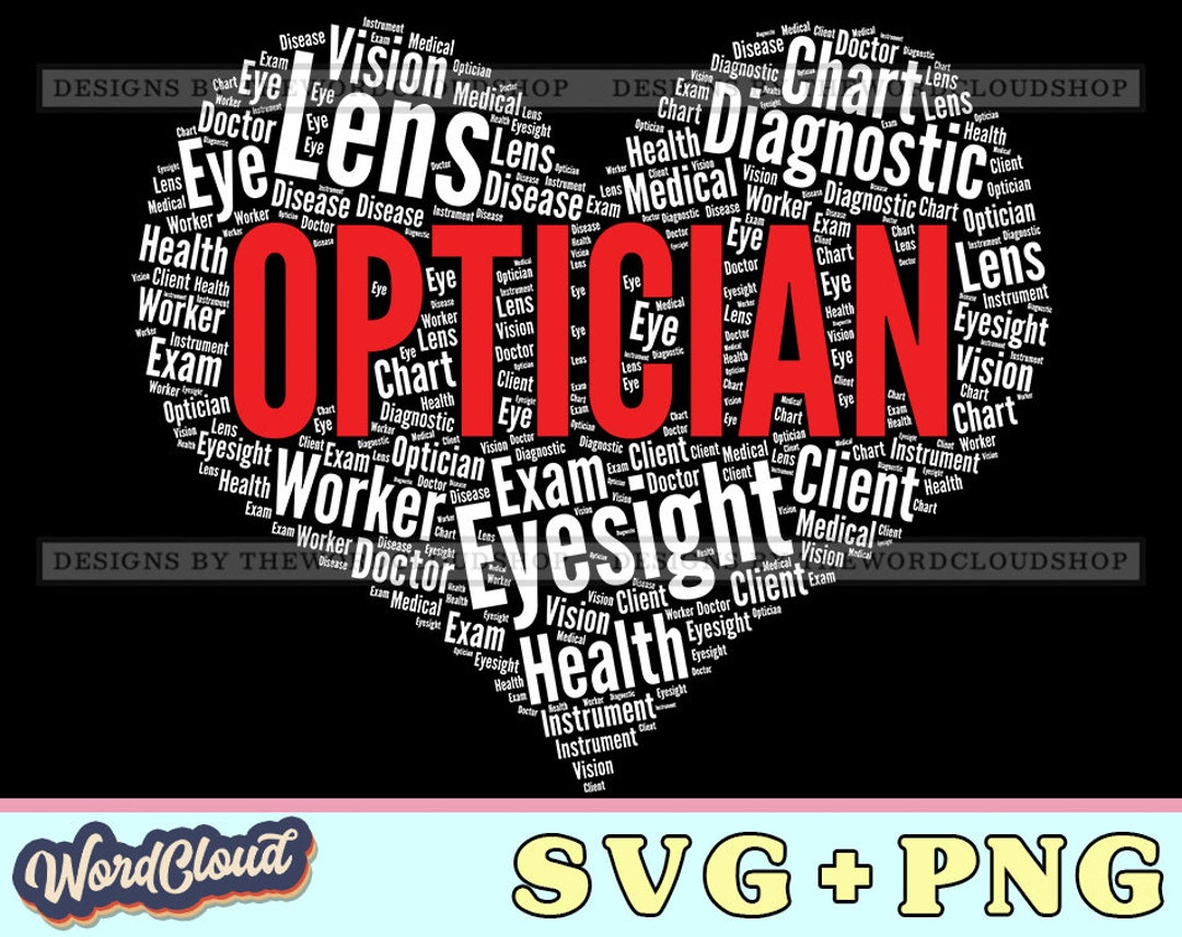 Word Cloud Heart, Optician Gift, Optometrist, Optometry ...