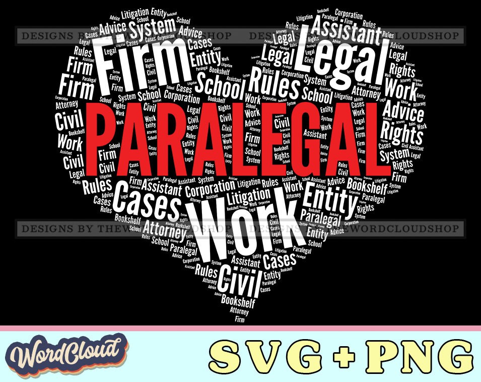 Word Cloud Heart Paralegal Gift Legal Assistant Lawyer | Etsy