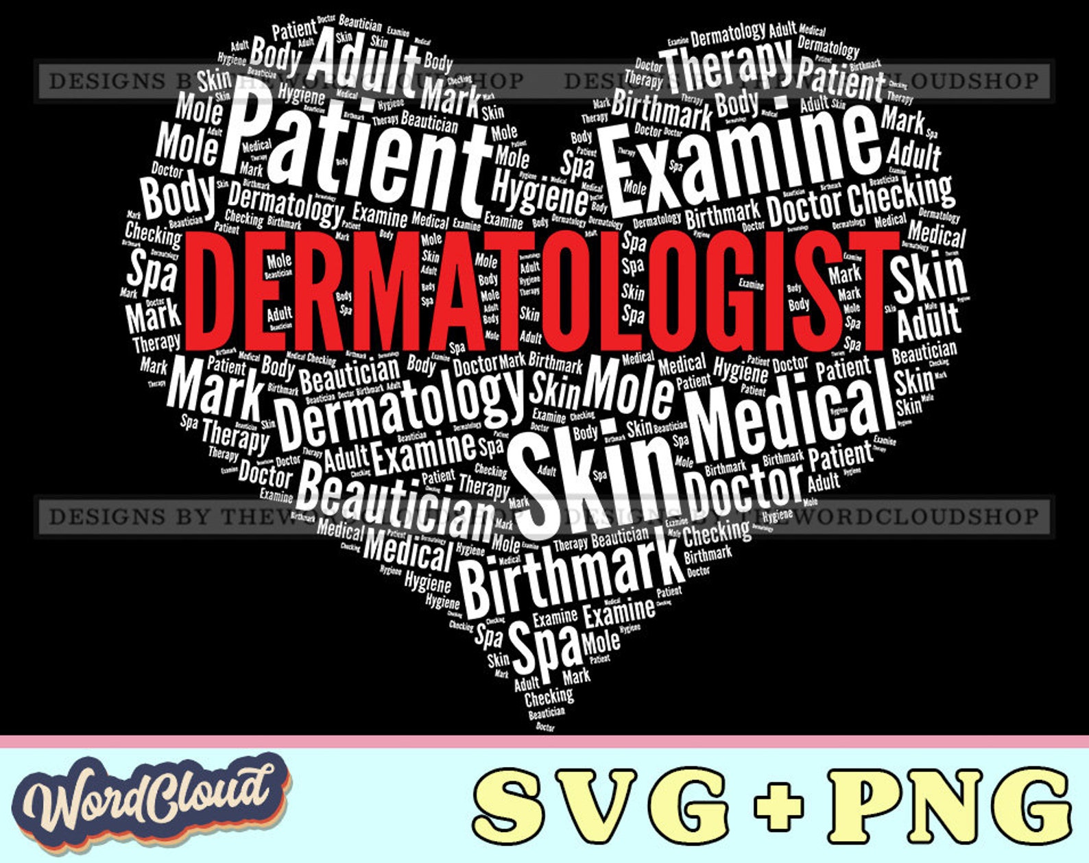 Word Cloud Heart Dermatologist Gift Dermatology Esthetician - Etsy
