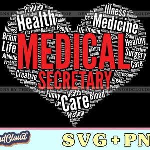Word Cloud Heart, Medical Secretary, Secretary Gift, Medical ...