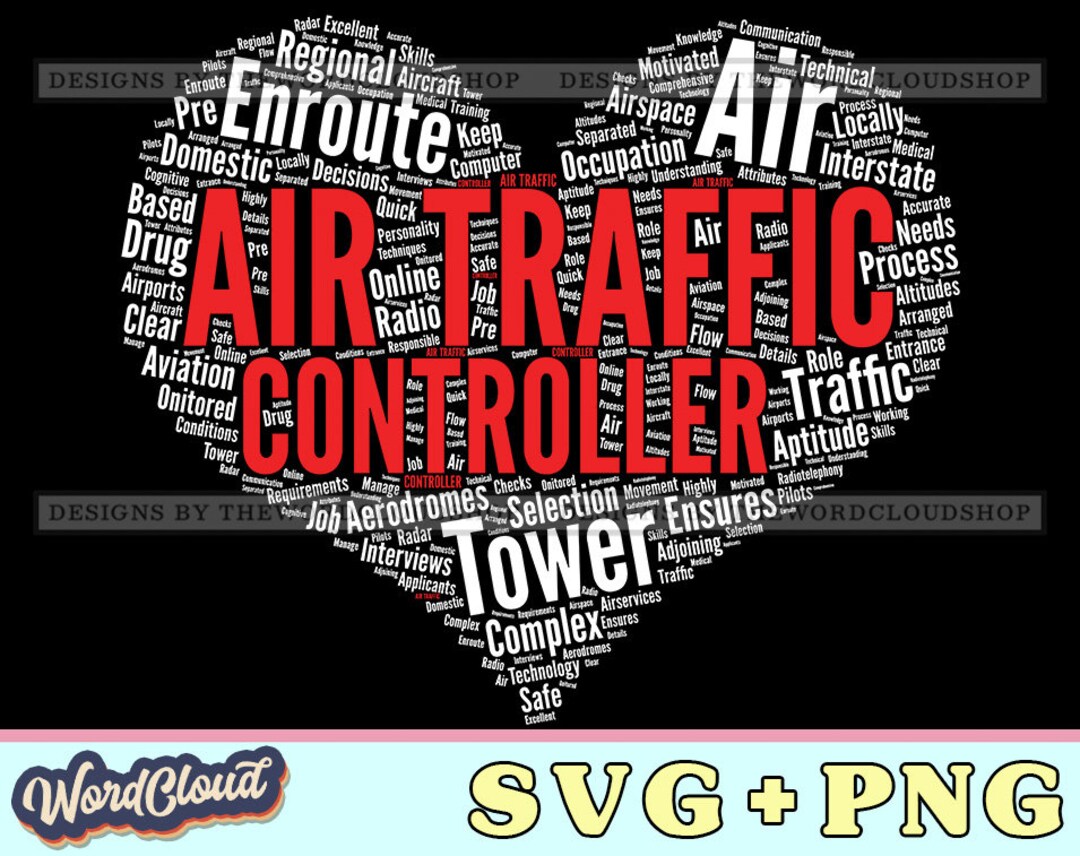 Word Cloud Heart, Air Traffic Control, Air Controller Gift, Atc Gift ...