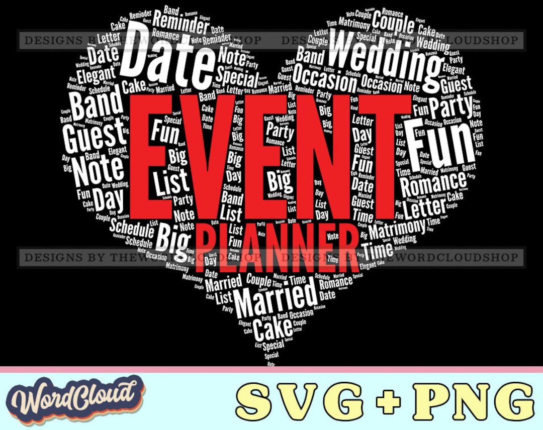 Word Cloud Heart, Event Planner, Wedding Planner Gift, Event ...
