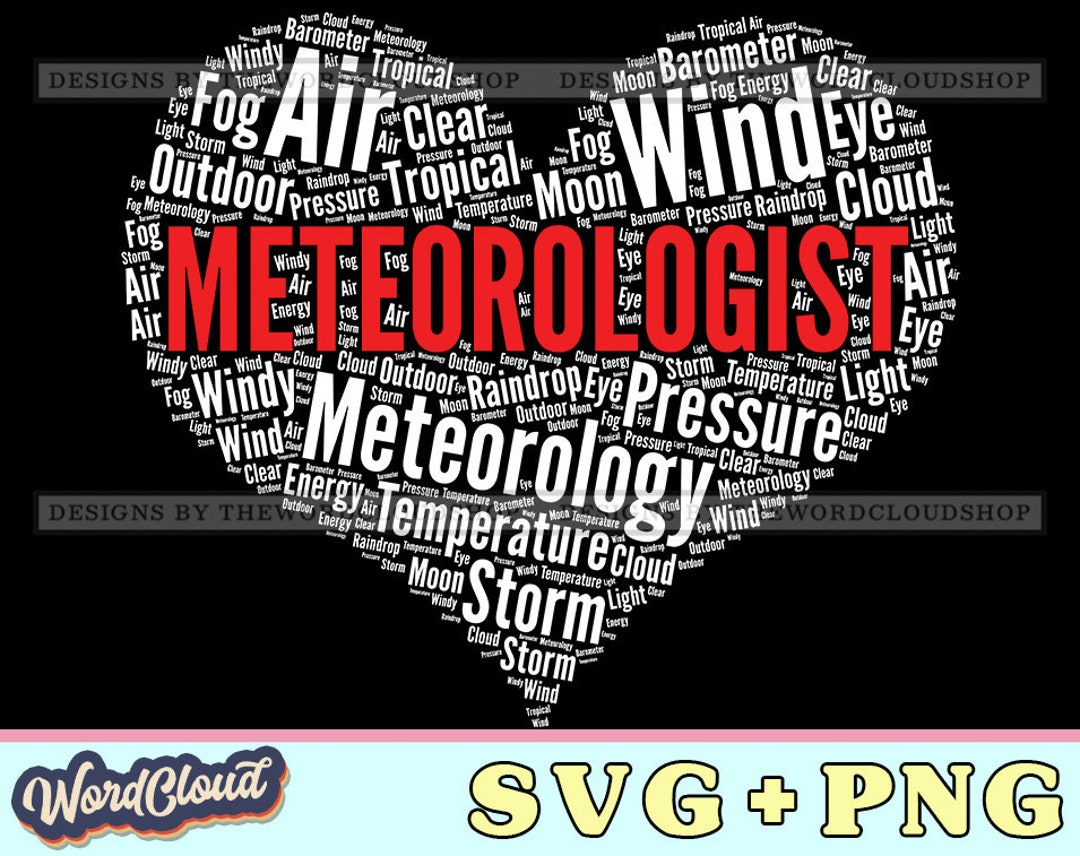 Word Cloud Heart, Meteorologist Gift, Meteorology Gift, Weatherman Gift ...