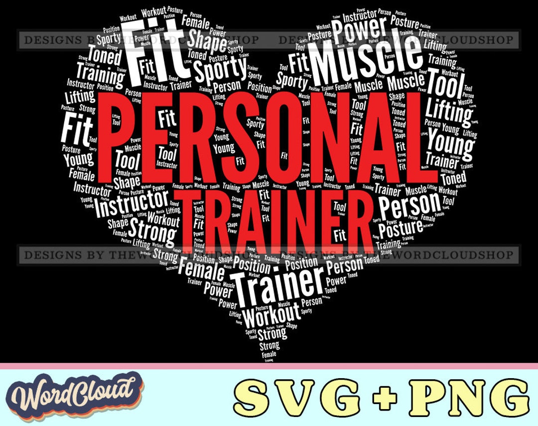Word Cloud Heart, Fitness Instructor, Personal Trainer, Fitness Trainer ...