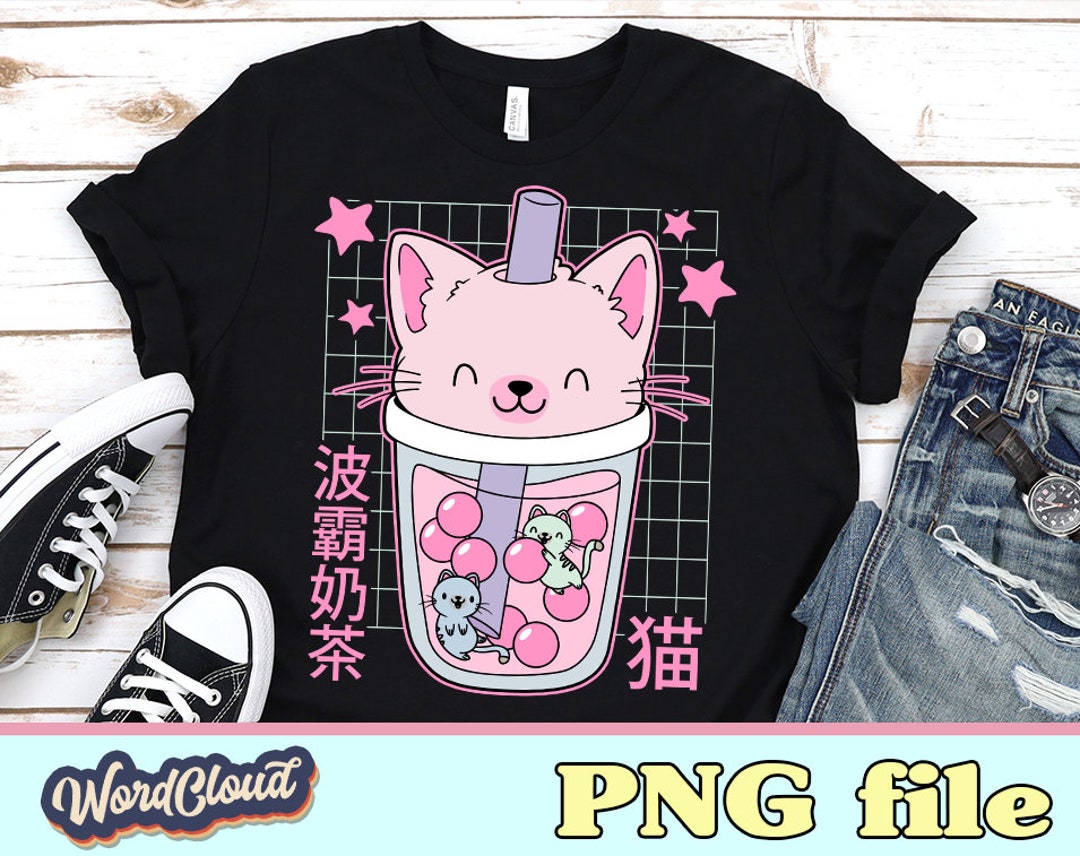 Bubble Tea Cat, Boba Milk Tea Cat Png, Gift for Boba Lover, Kawaii Cat ...